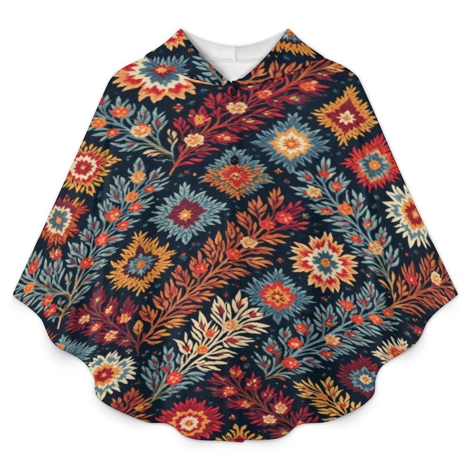 Colorful Floral Pattern Fabric Blanket Oversized Wearable Hooded ...