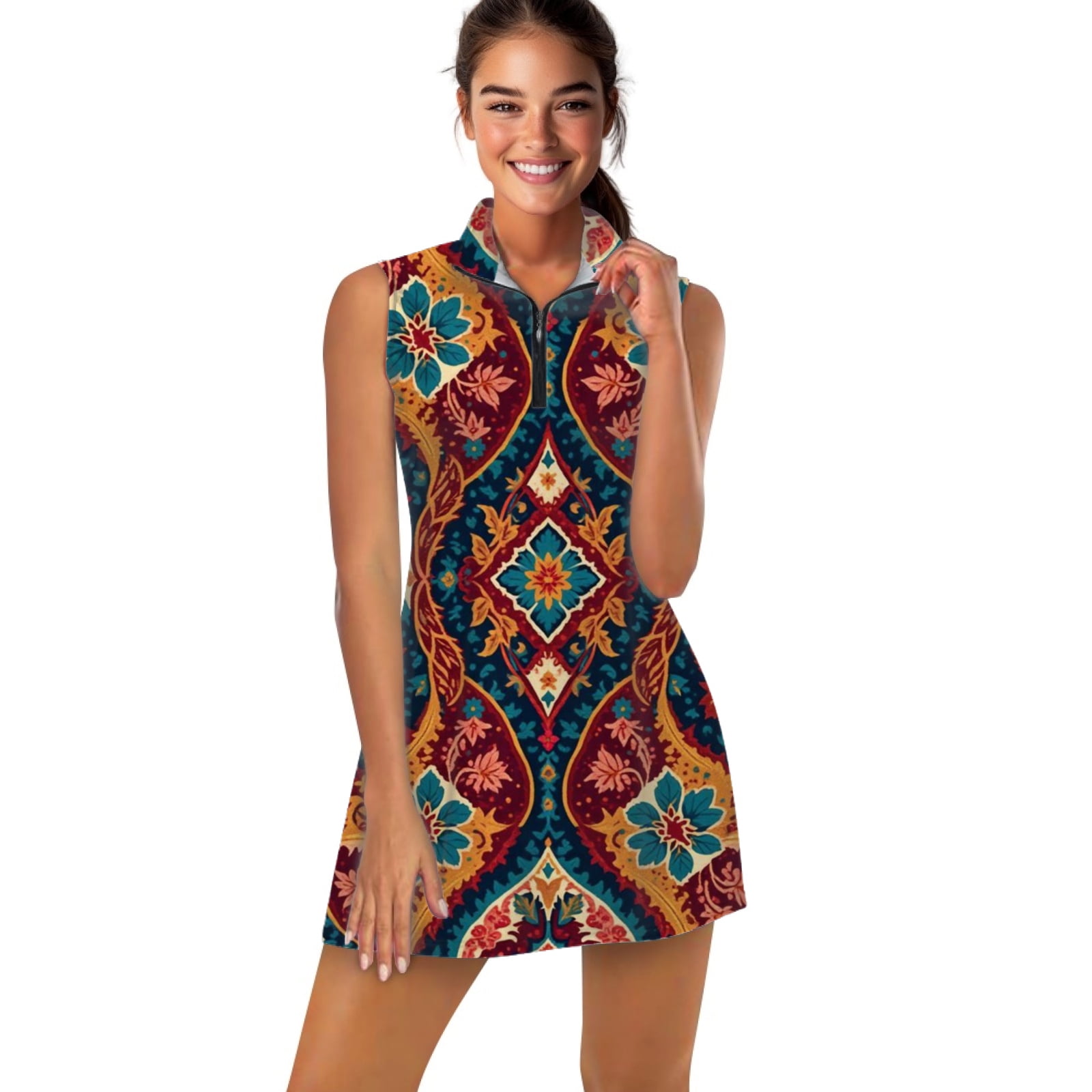Colorful Floral Pattern Fabric Sports Dresses Women Tennis Dress with ...
