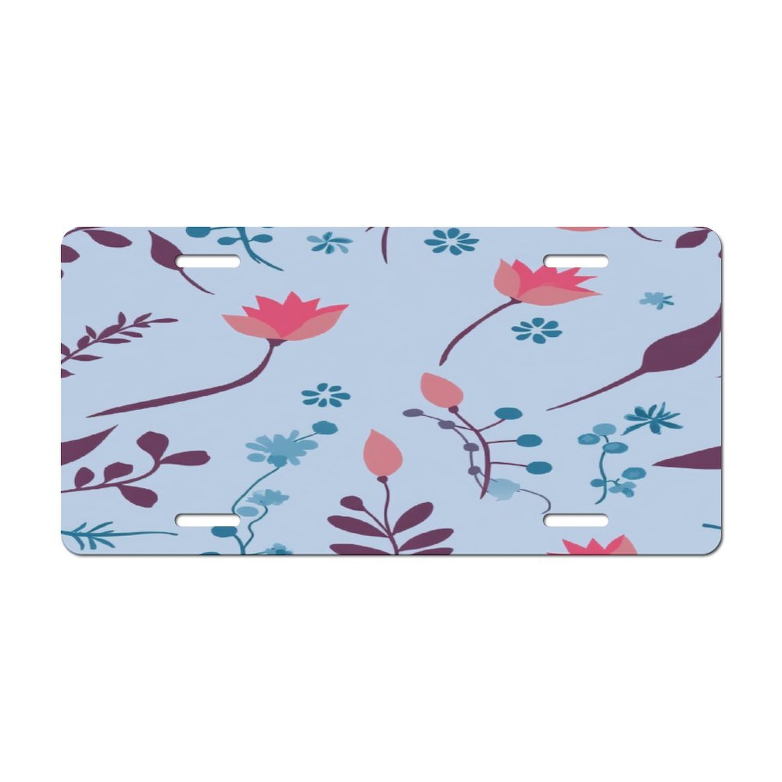 Colorful Floral Pattern on Light Blue Background Car Decorative Front ...