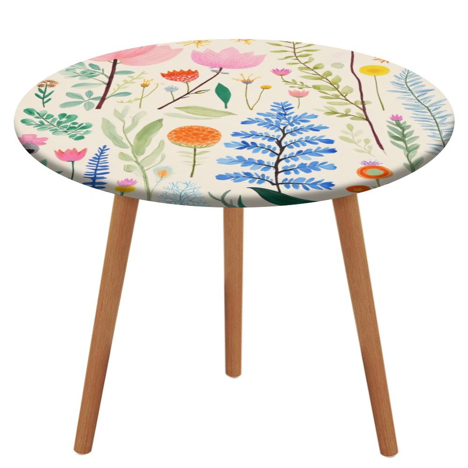 Colorful Floral Pattern Pattern Round Tablecloth Waterproof Elastic ...