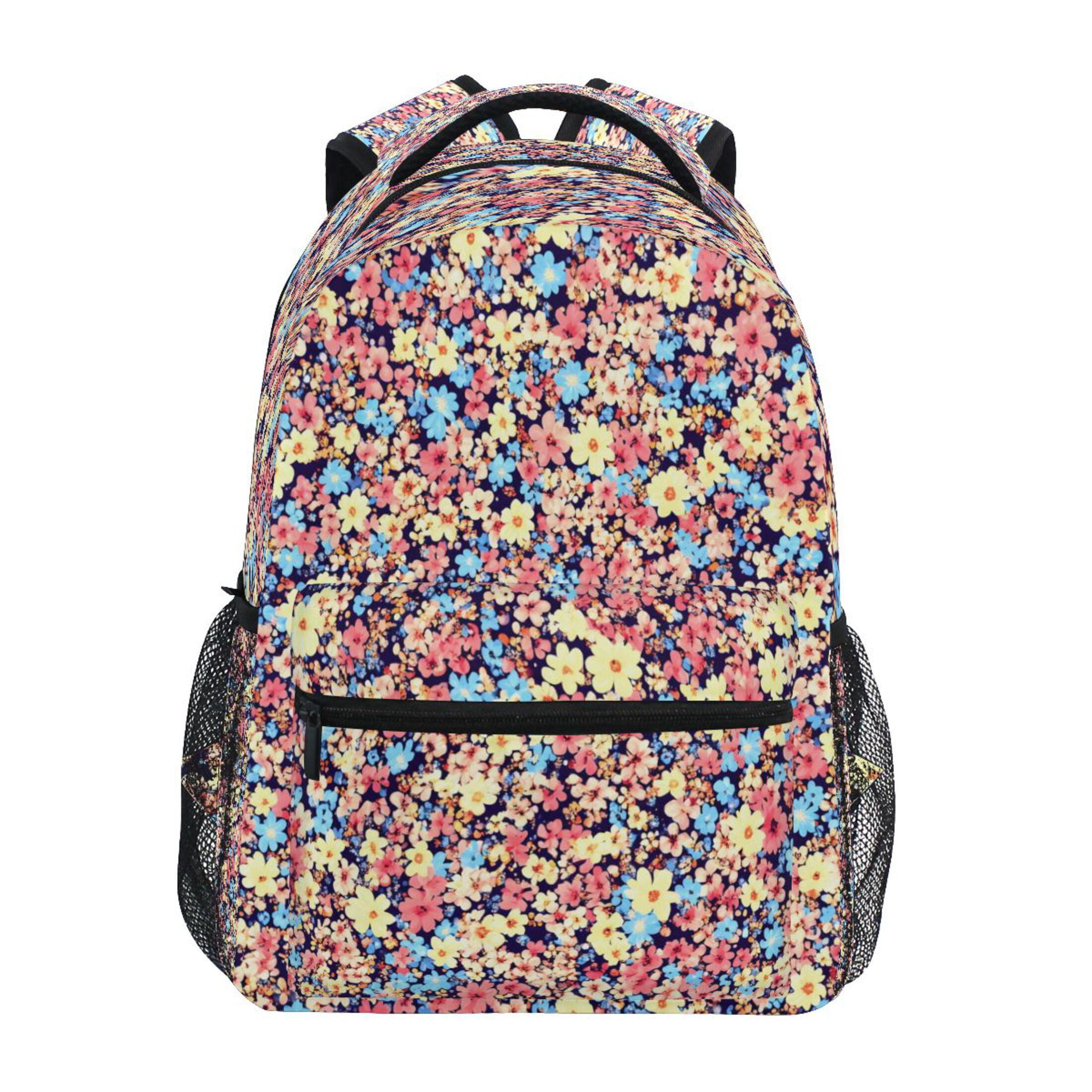 Colorful Floral Pattern Stylish Large Backpack 15L Self-Standing ...