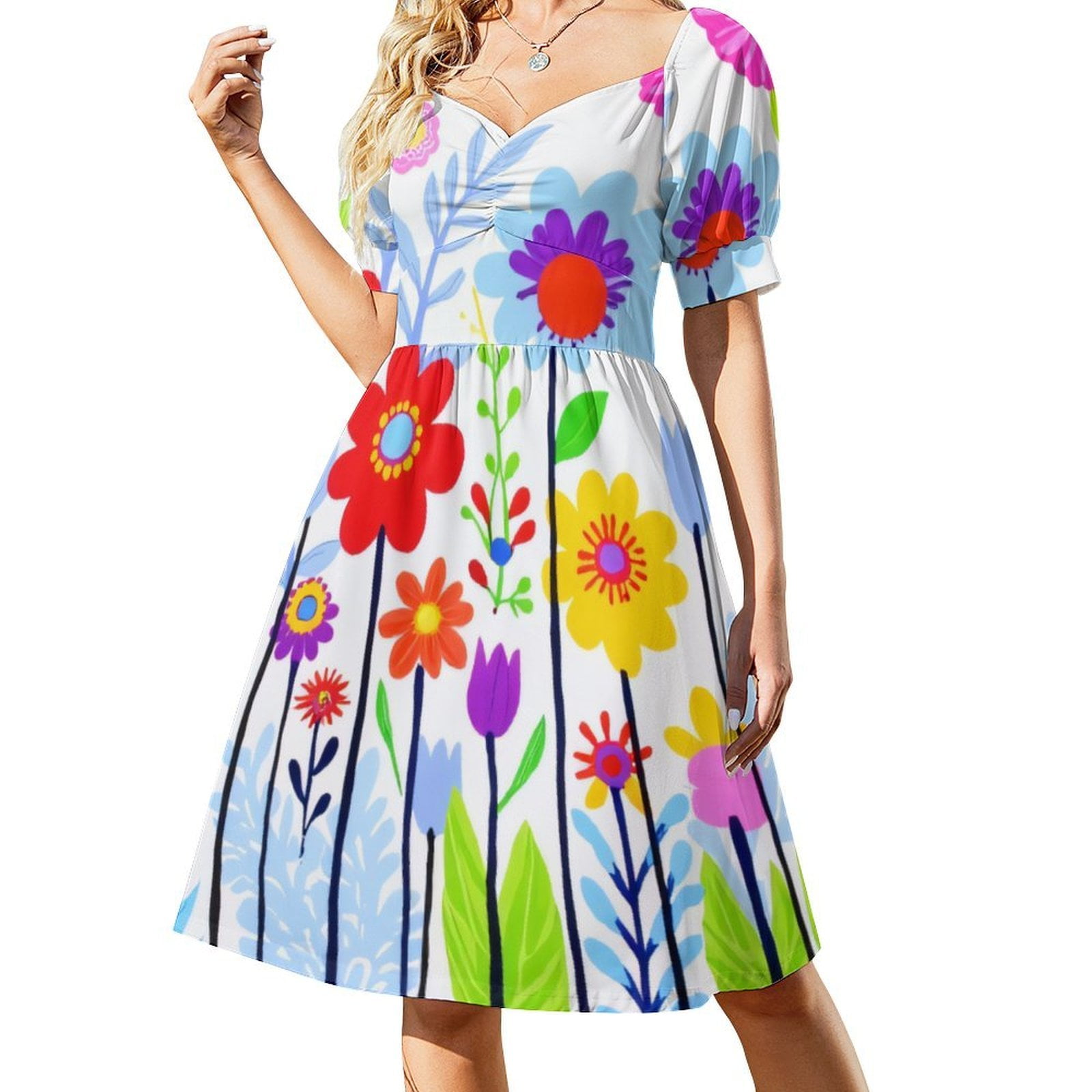 Colorful Floral Pattern Summer Women's Dress 2025 Elegant Dresses Plus ...