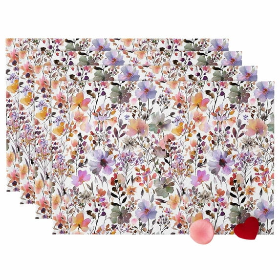 Colorful Floral Placemats Set of 4, Watercolor Spring Colorful ...