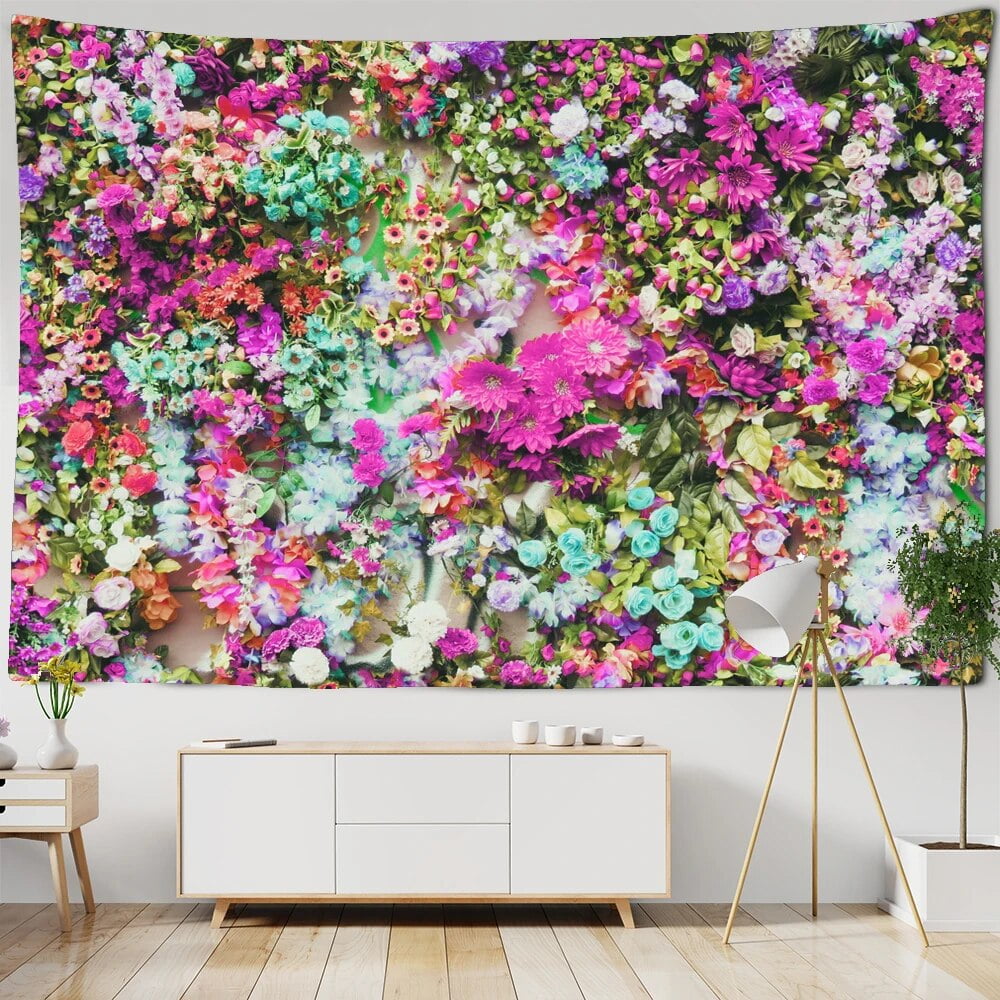 Colorful Floral Plants Tapestry Rose Flower Wedding Wall Art Wall ...