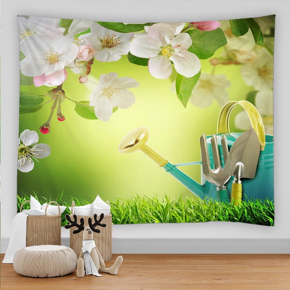 Colorful Floral Plants Tapestry Tulip Sunflower Wild Flowers Tapestry ...