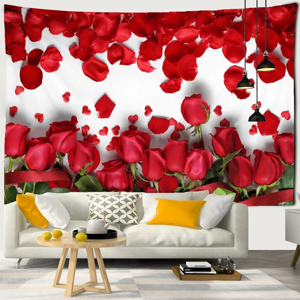 Colorful Floral Plants Tapestry Wall Hanging Rose Flower Wedding Wall ...