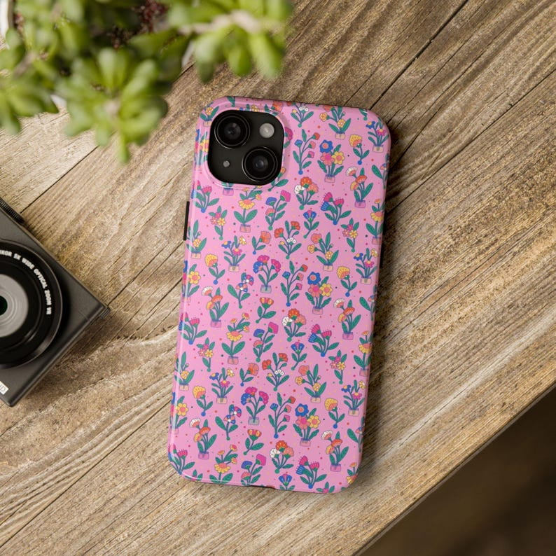 Colorful Floral Pot Garden Case Compatible with iPhone 11 through 16 ...