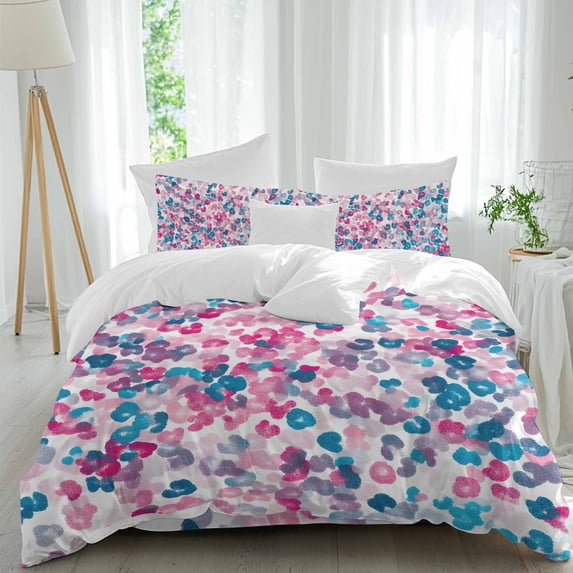 Colorful Floral Queen Duvet Cover Set, Spring Abstract Red Blue Flower ...