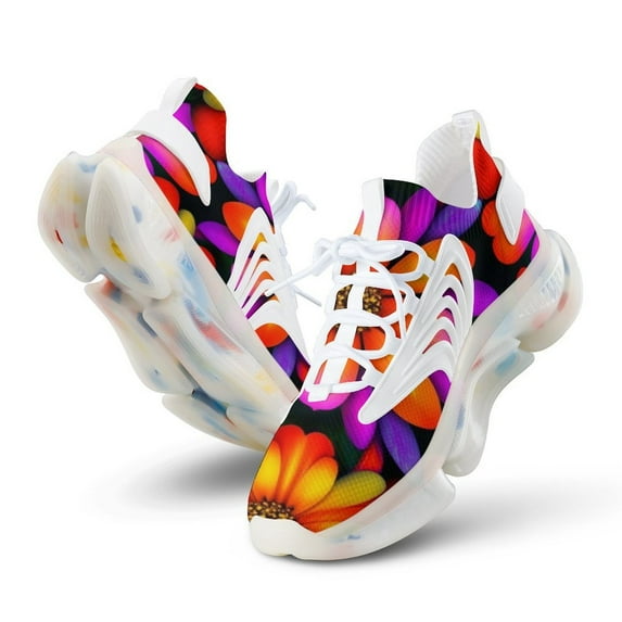 Colorful Floral Repeating Pattern Walking Shoes for Men Woman ...