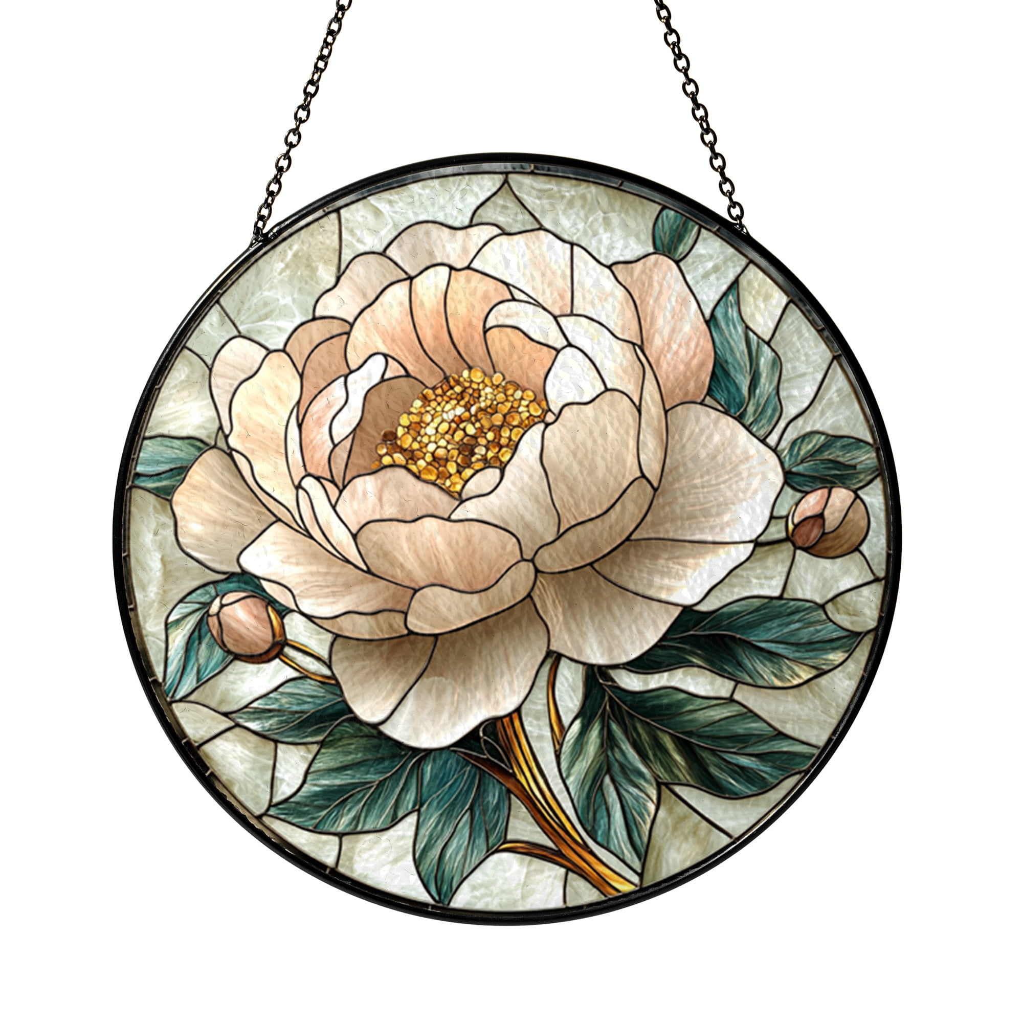 Colorful Floral Round Glass Window Hanging – Home Decor - Walmart.com