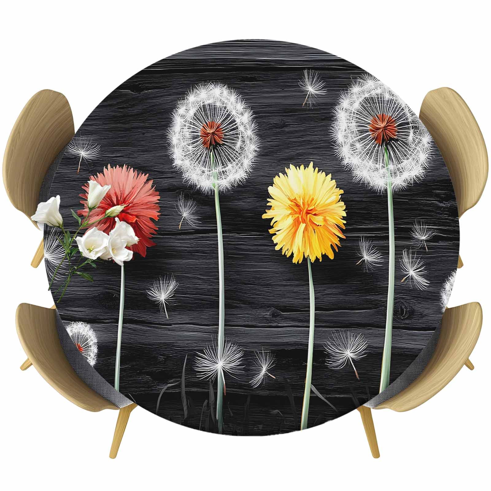 Colorful Floral Round Tablecloth 45-54 Inch Round Fitted Table Cloth ...
