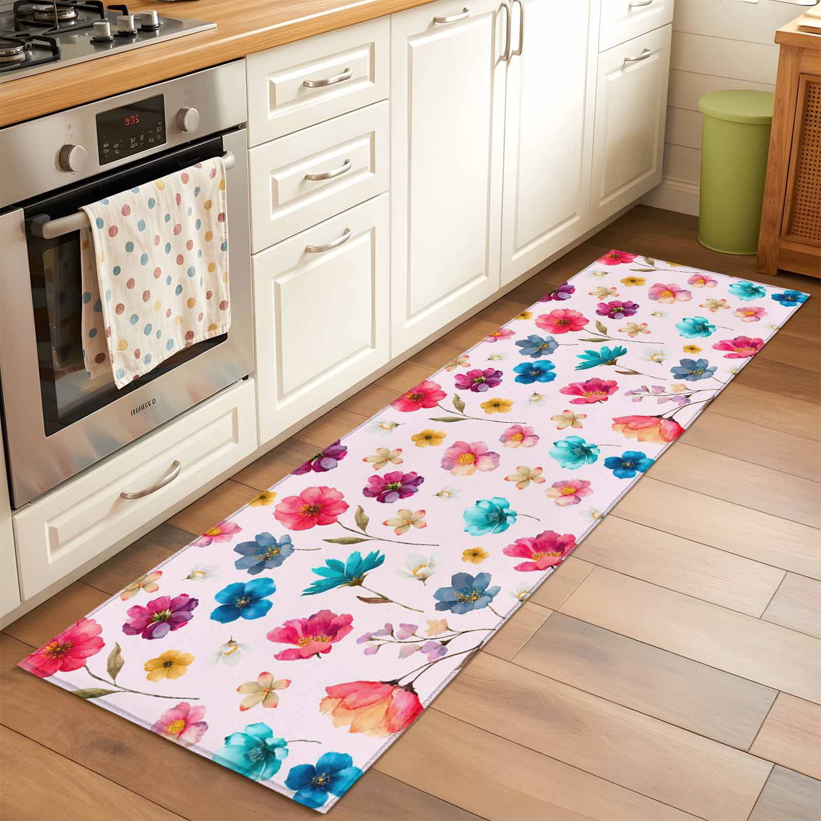 Colorful Floral Runner Rugs 2x6 ft Red Pink Blue Pueple Flower Rustic ...