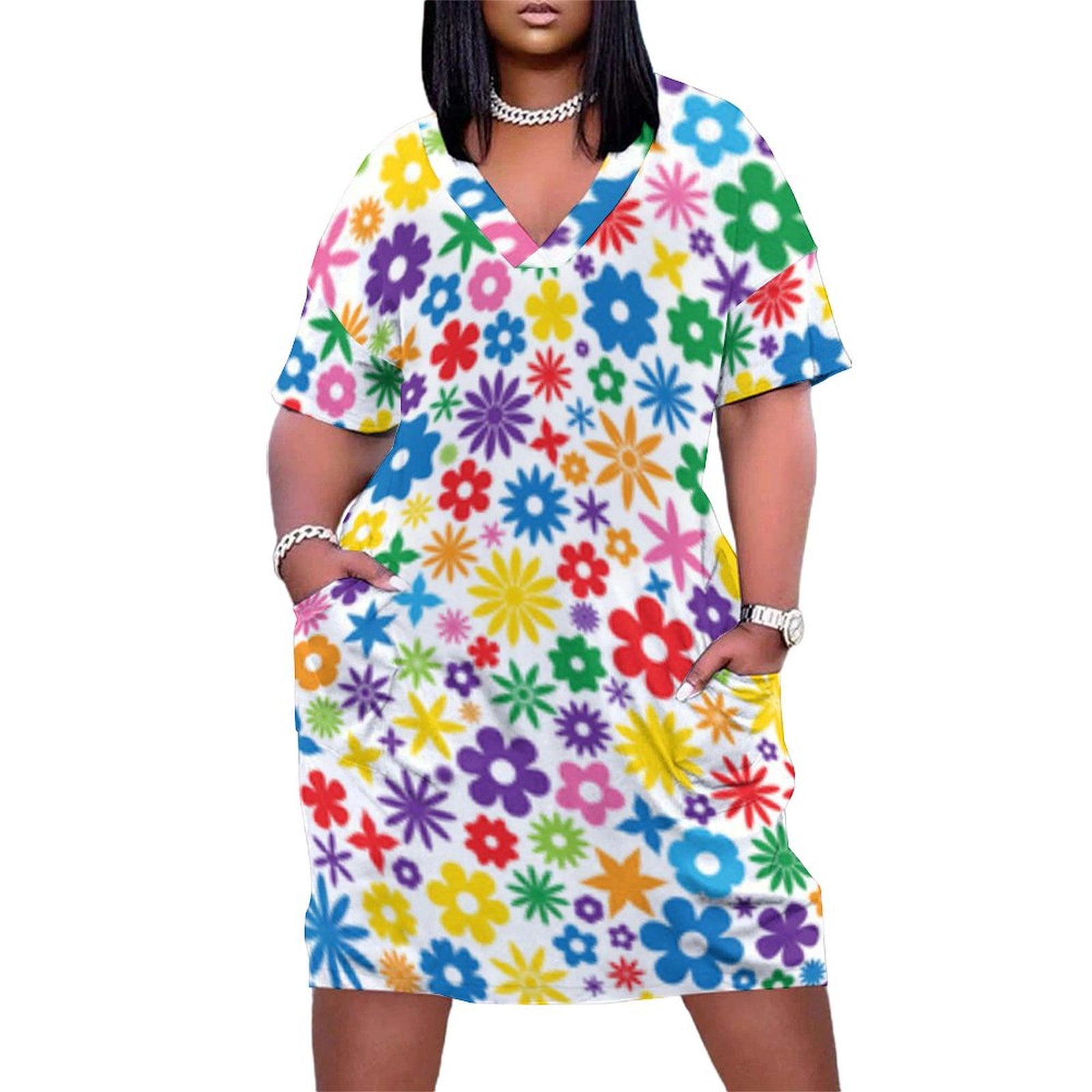 Colorful Floral Seamless Pattern Design Summer Dresses for Women Beach ...