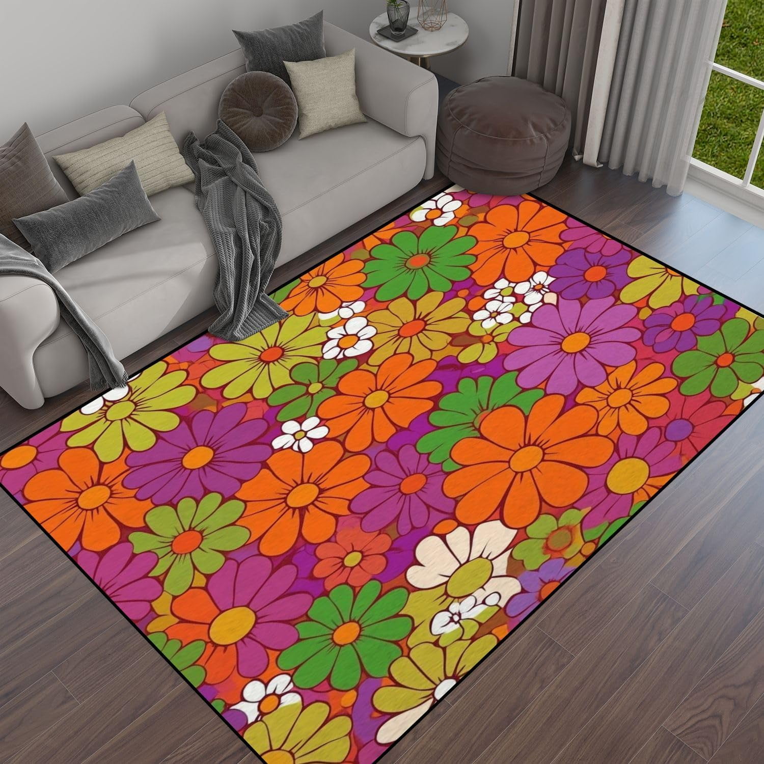 Colorful Floral Seamless Pattern Groovy Flowers Hippie Aesthetic Funny ...