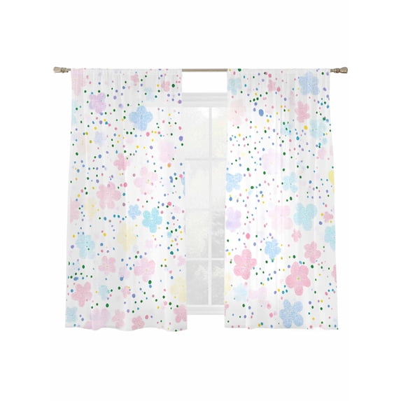 Colorful Floral Sheer Curtains 2 Panels Set Spring Pink Blue Yellow ...