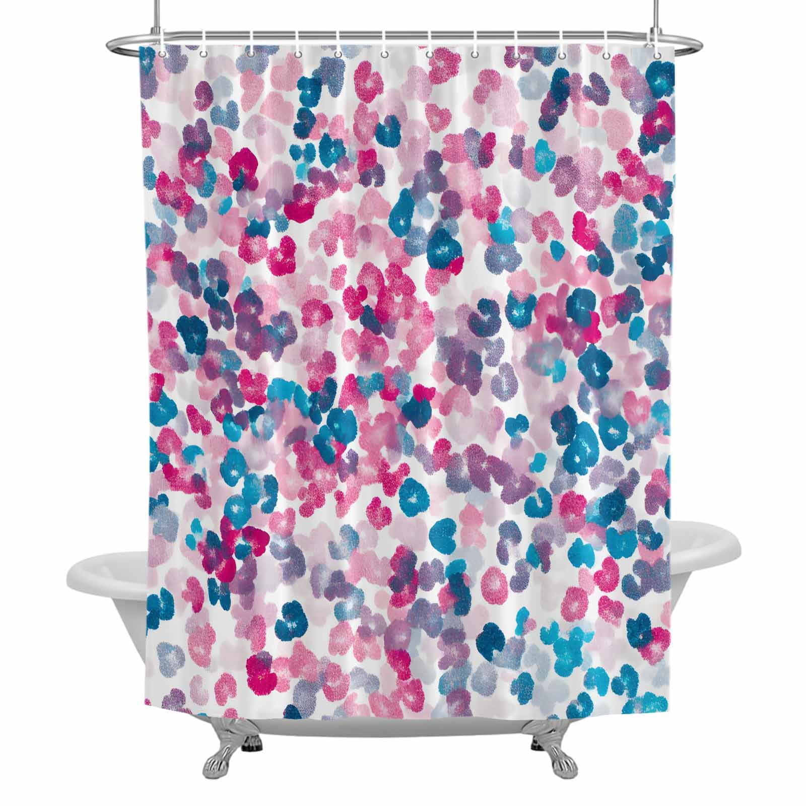 Colorful Floral Shower Curtain for Bathroom, Spring Abstract Red Blue ...