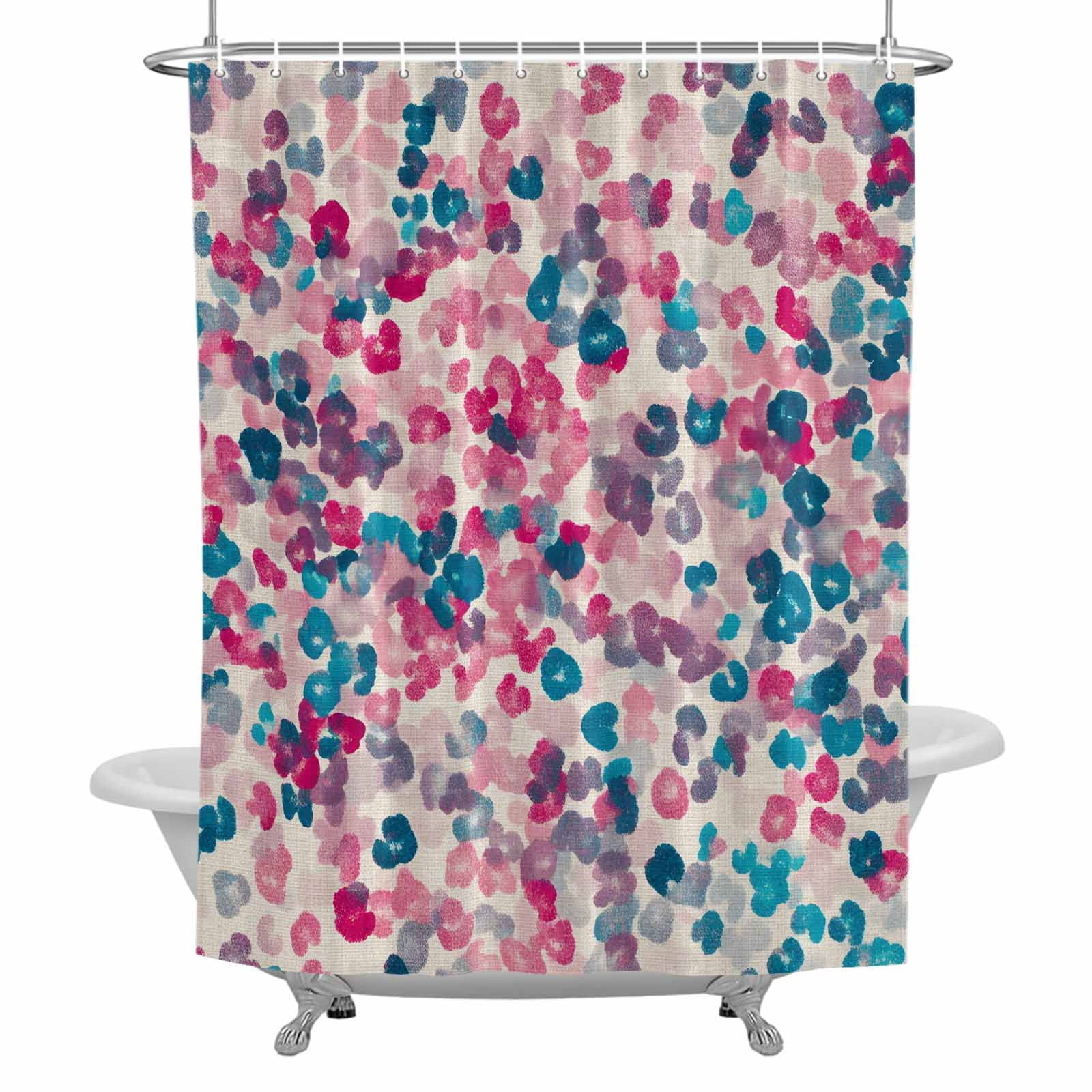 Colorful Floral Shower Curtain for Bathroom, Spring Abstract Red Blue ...