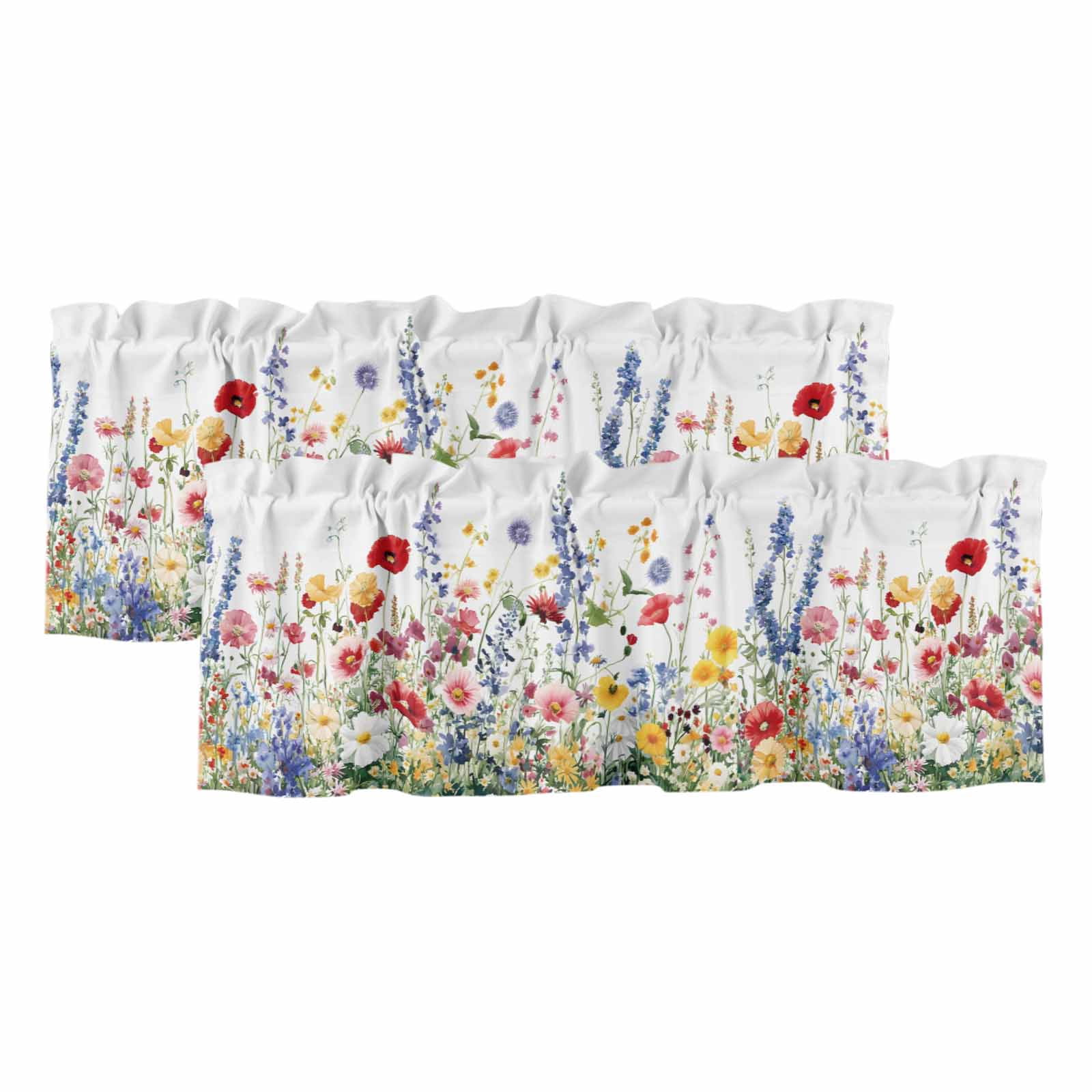 Colorful Floral Spring Curtain Valances for Windows, Kitchen Valance ...