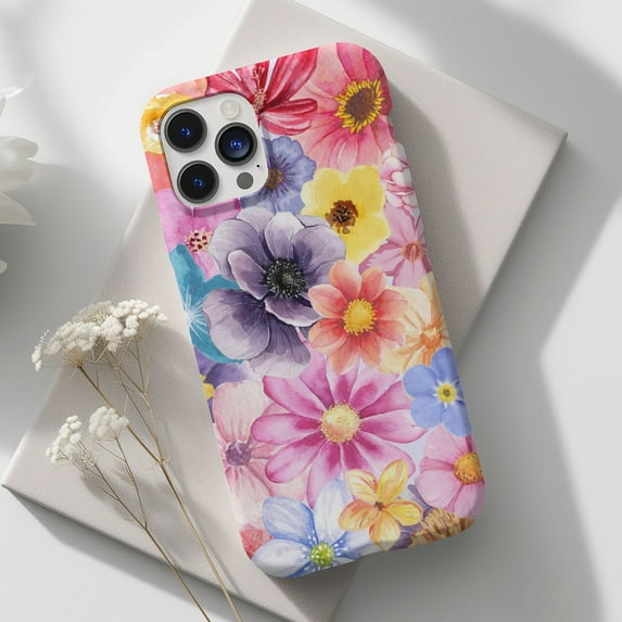Colorful Floral Spring Scrapbook Phone Case with iPhone 17 to 11 Pro ...