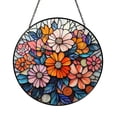 Colorful Floral Stained Glass Suncatcher with Blooming Garden Flowers ...