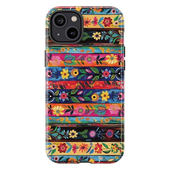 Colorful Floral Stripes Phone Case, Vintage Boho Flower Pattern ...