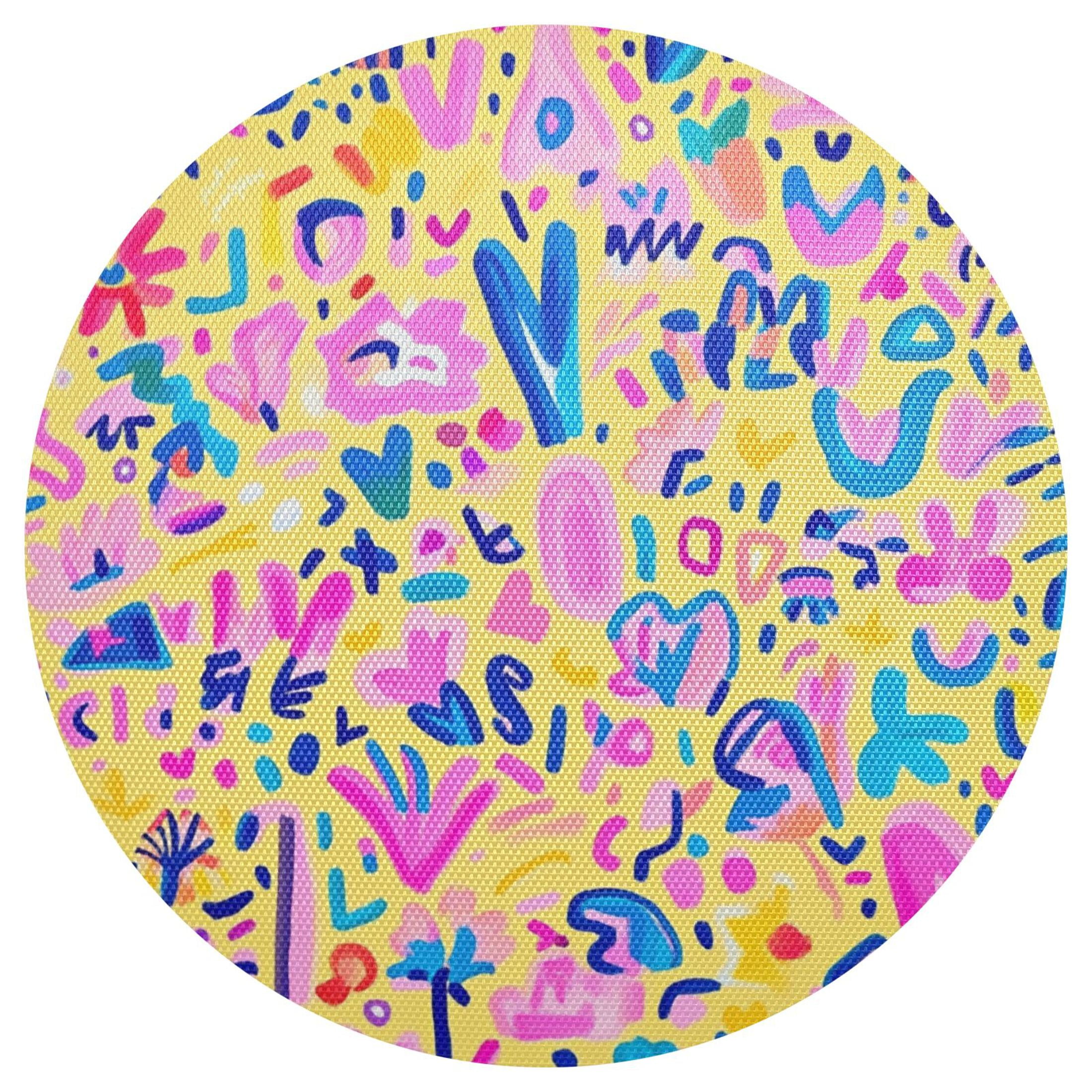 Colorful Floral Strokes 15.4in Diameter PVC Plate Mat, Heat-Resistant ...