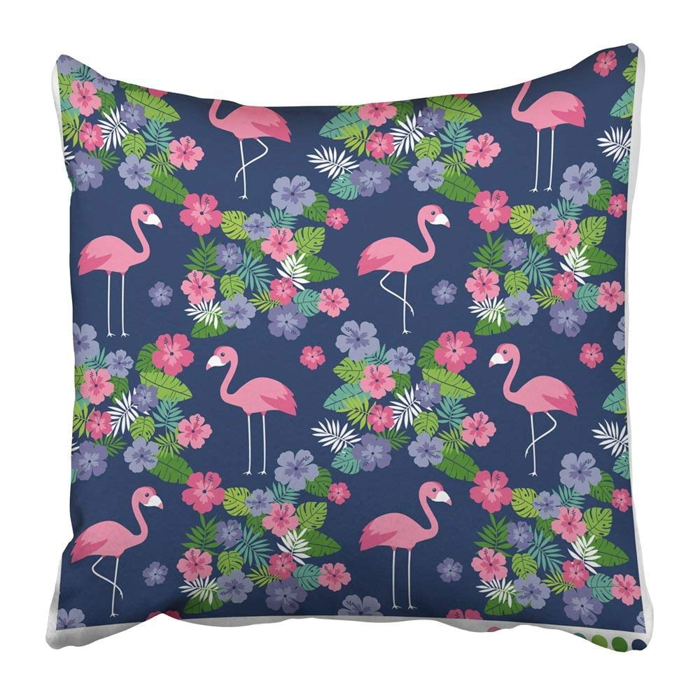 Colorful Floral Summer Pattern with Flamingos Hibiscus Flowers and ...