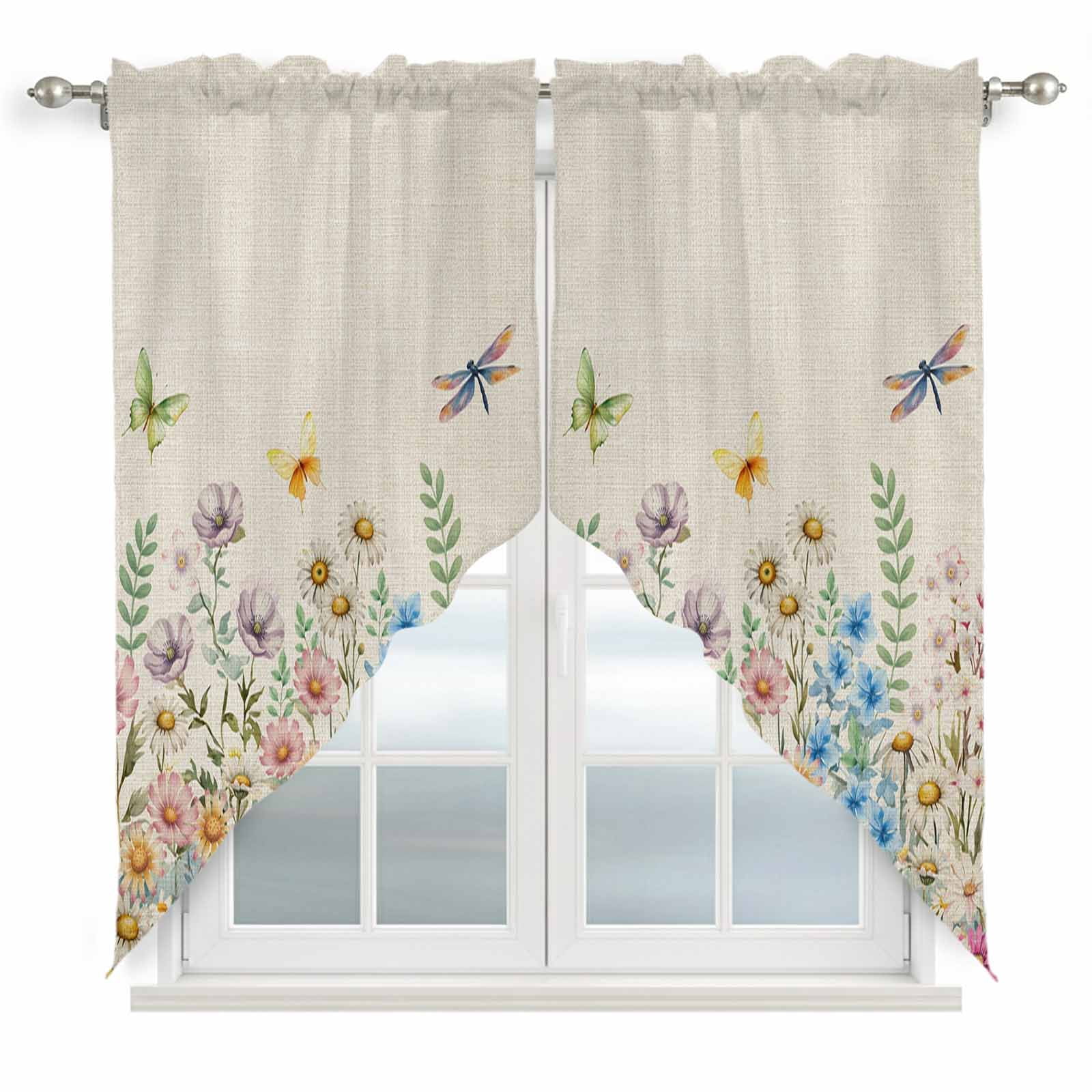 Colorful Floral Swag Curtains for Kitchen/Bedroom/Living Room ...