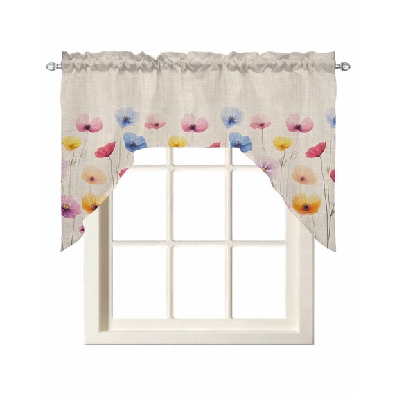 Colorful Floral Swag Curtains for Kitchen Spring Seasonal Botanical ...