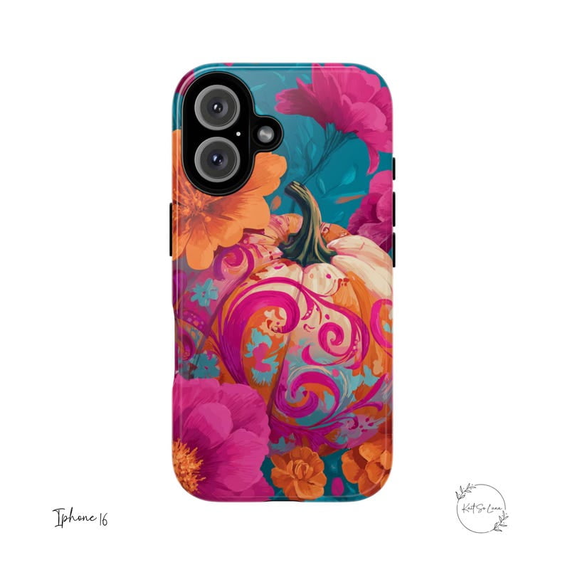 Colorful Floral Swirl Pumpkin Phone Case for iPhone 11-17 Pro Max ...