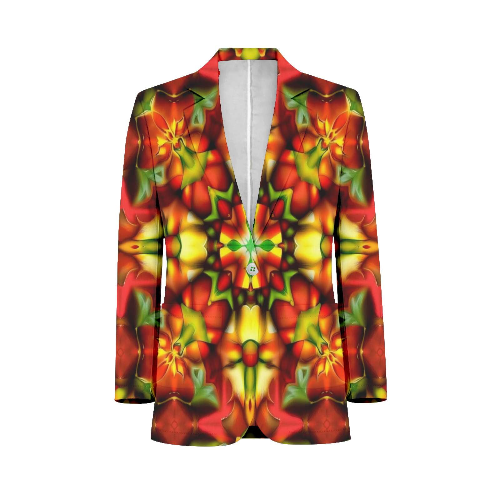 Colorful Floral Symmetrical Pattern Men Blazers Slim Clothing Summer ...