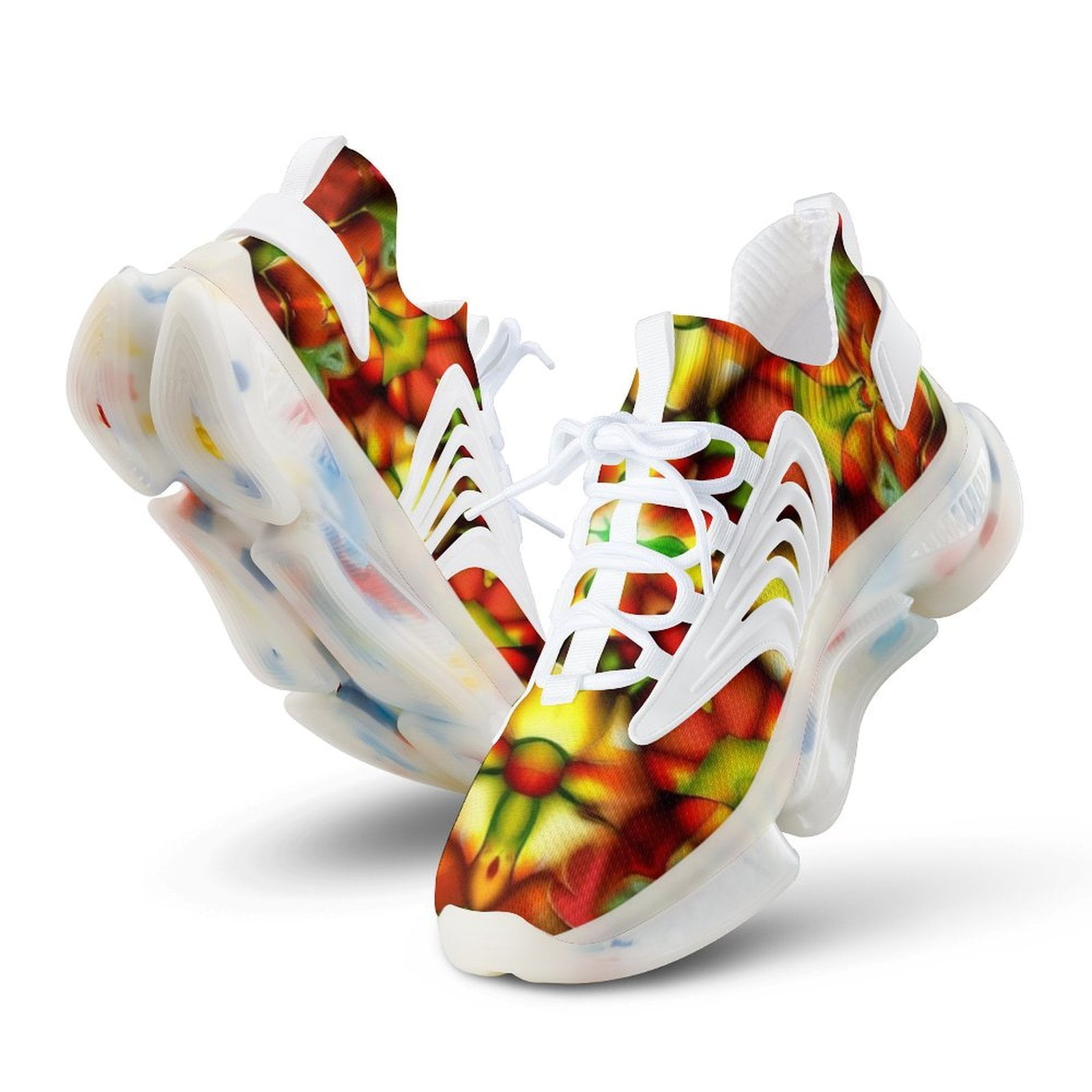 Colorful Floral Symmetrical Pattern Walking Shoes for Men Woman ...