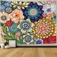 Colorful Floral Tapestry Wall hanging, Bright Boho Fabric Blossom ...