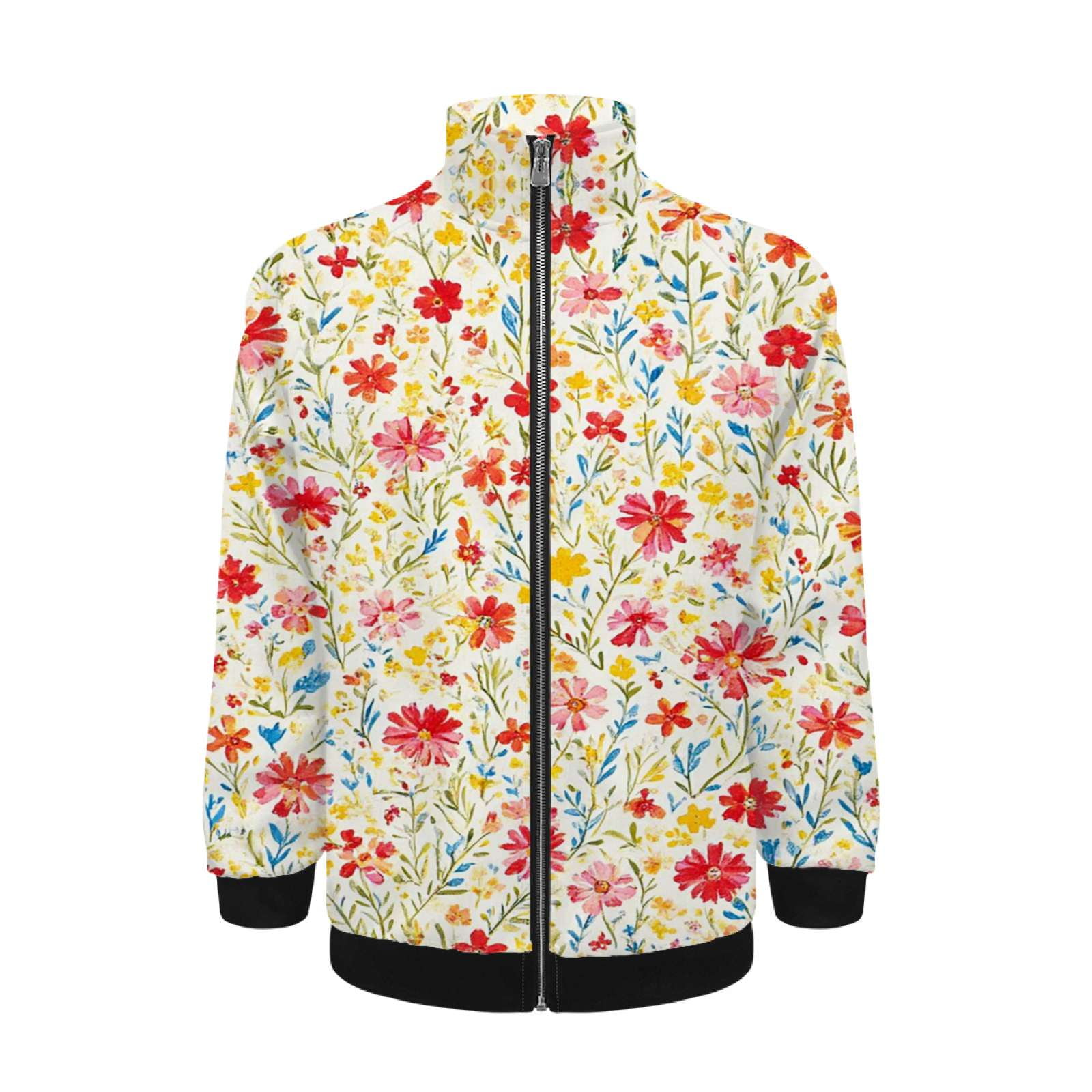 Colorful Floral White Background Print Jacket Men's Street Cool Long ...
