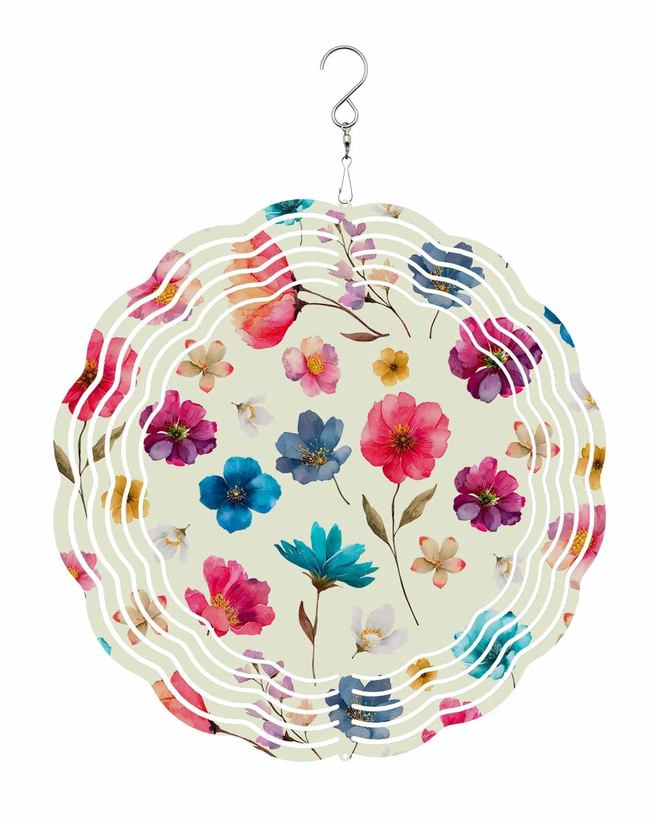 Colorful Floral Wind Spinner for Garden Yard 10In, Red Pink Blue Pueple ...
