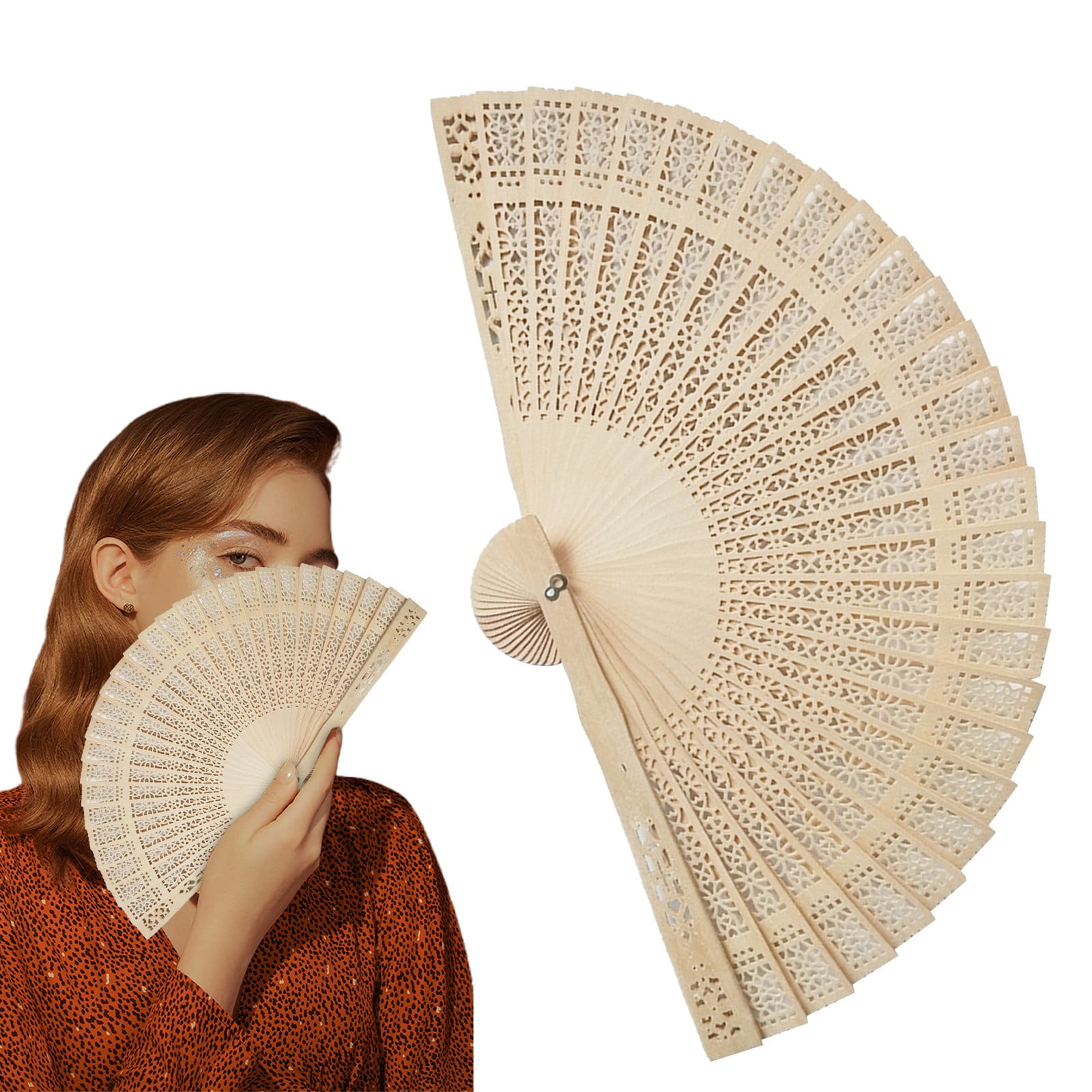 Colorful Floral Wooden Hand Fan Candy Colored Folding Fan With ...