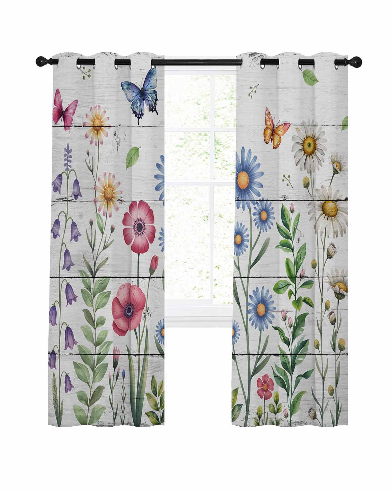 Colorful Flower Blackout Curtains for Bedroom Living Room, Vintage ...