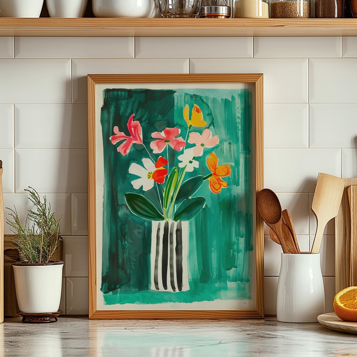 Colorful Flower Bouquet Art Print Floral Watercolor Illustration ...