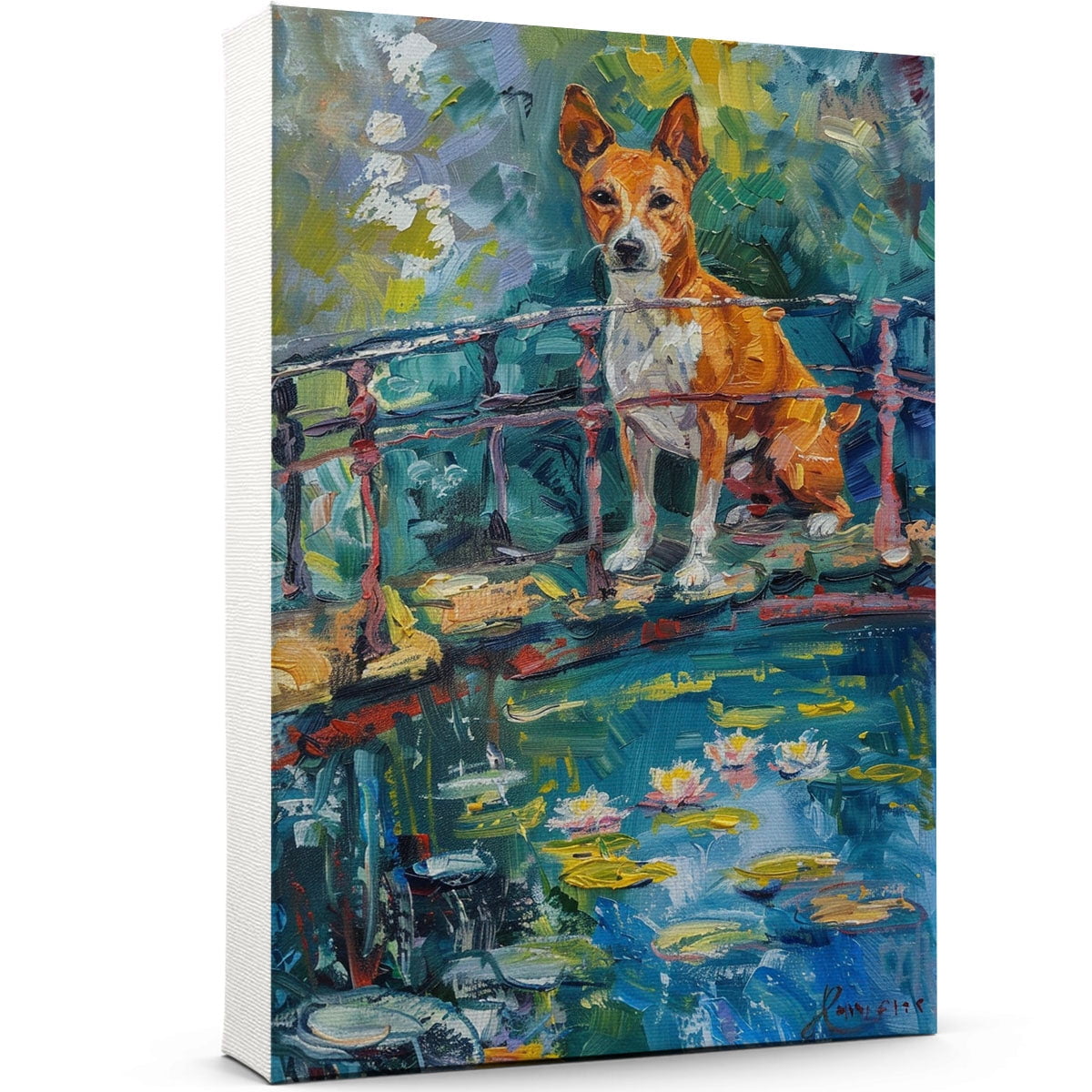 Colorful Flower Canvas Wall Art, Basenji Dog Canvas Floral Wall Decor, Dog Wildflower Wall ...