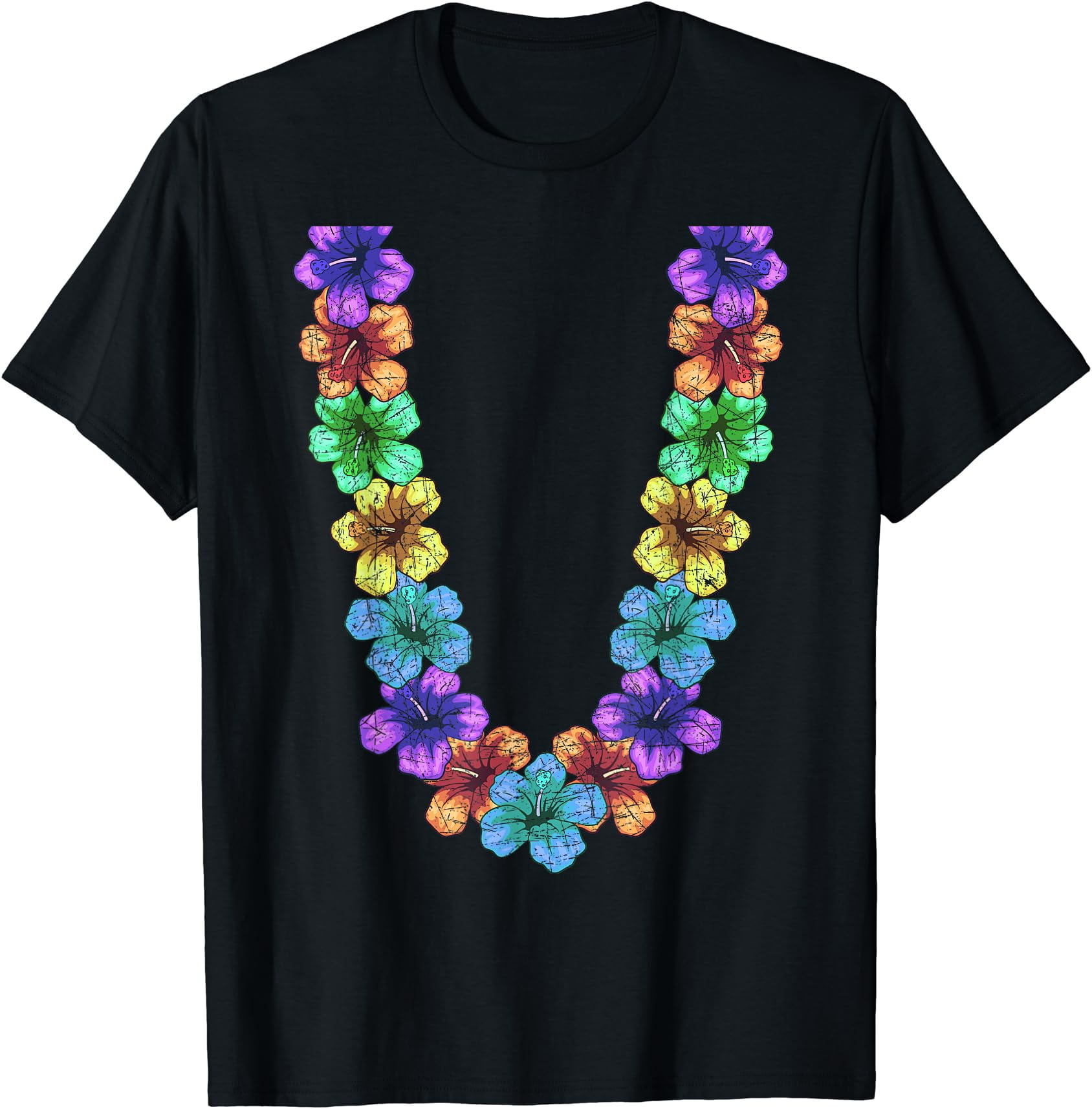 Colorful Flower Chain Tropical Summer Vacation Hawaii Lei T-Shirt ...