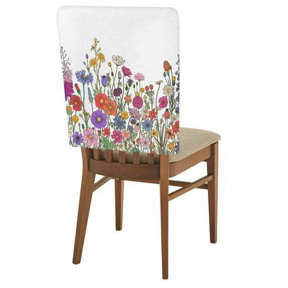 Colorful Flower Chair Back Covers Set of 6, Floral Farmhouse Country ...