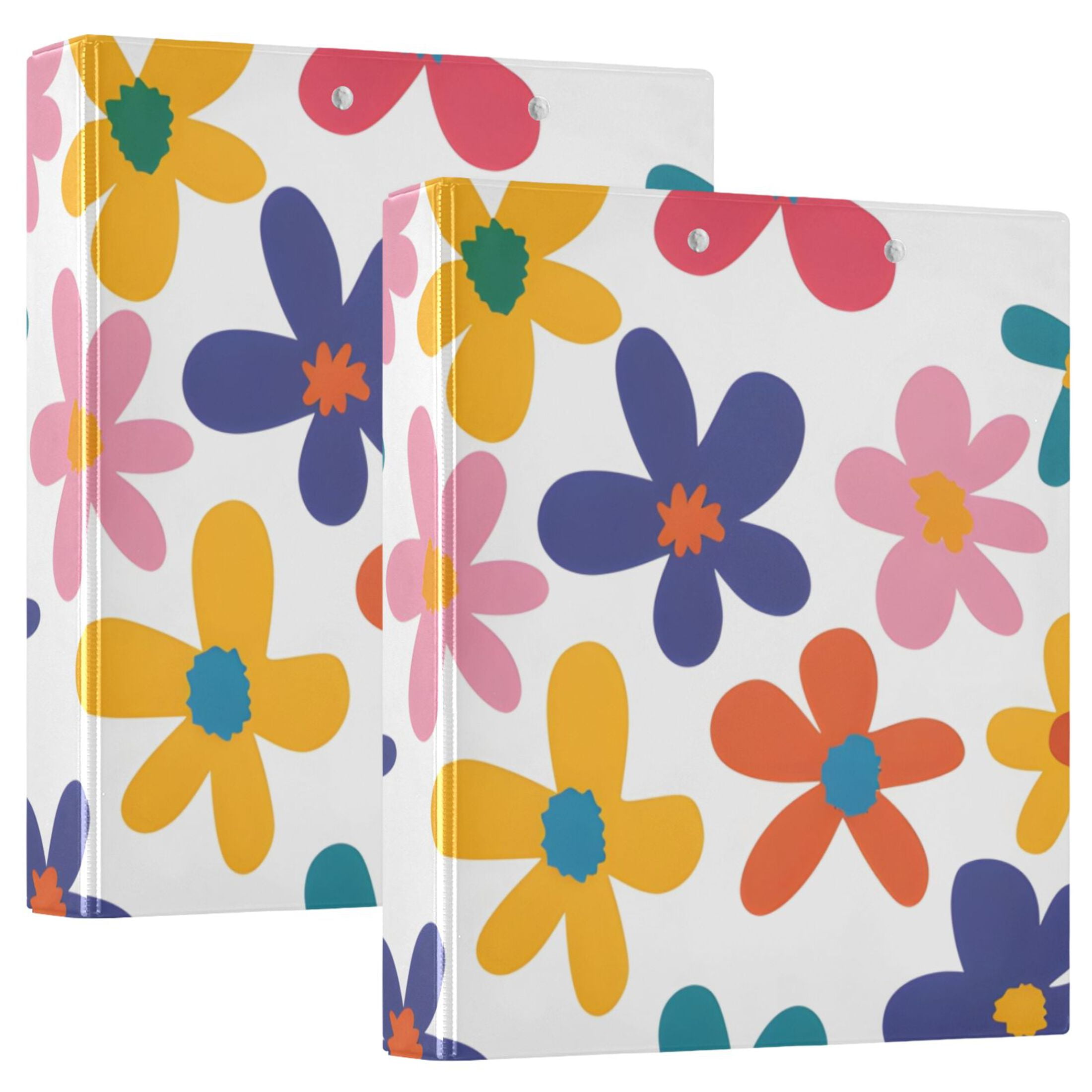 Colorful Flower Drawing 3 Ring Hardcover Binders 1.5" Round Rings for ...