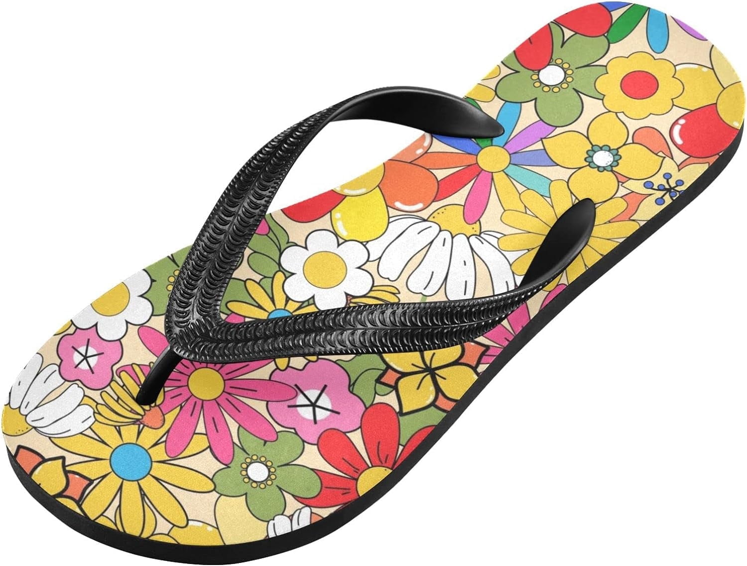 Colorful Flower Flip Flop Casual Non-slip Thong Sandals for Women Men ...