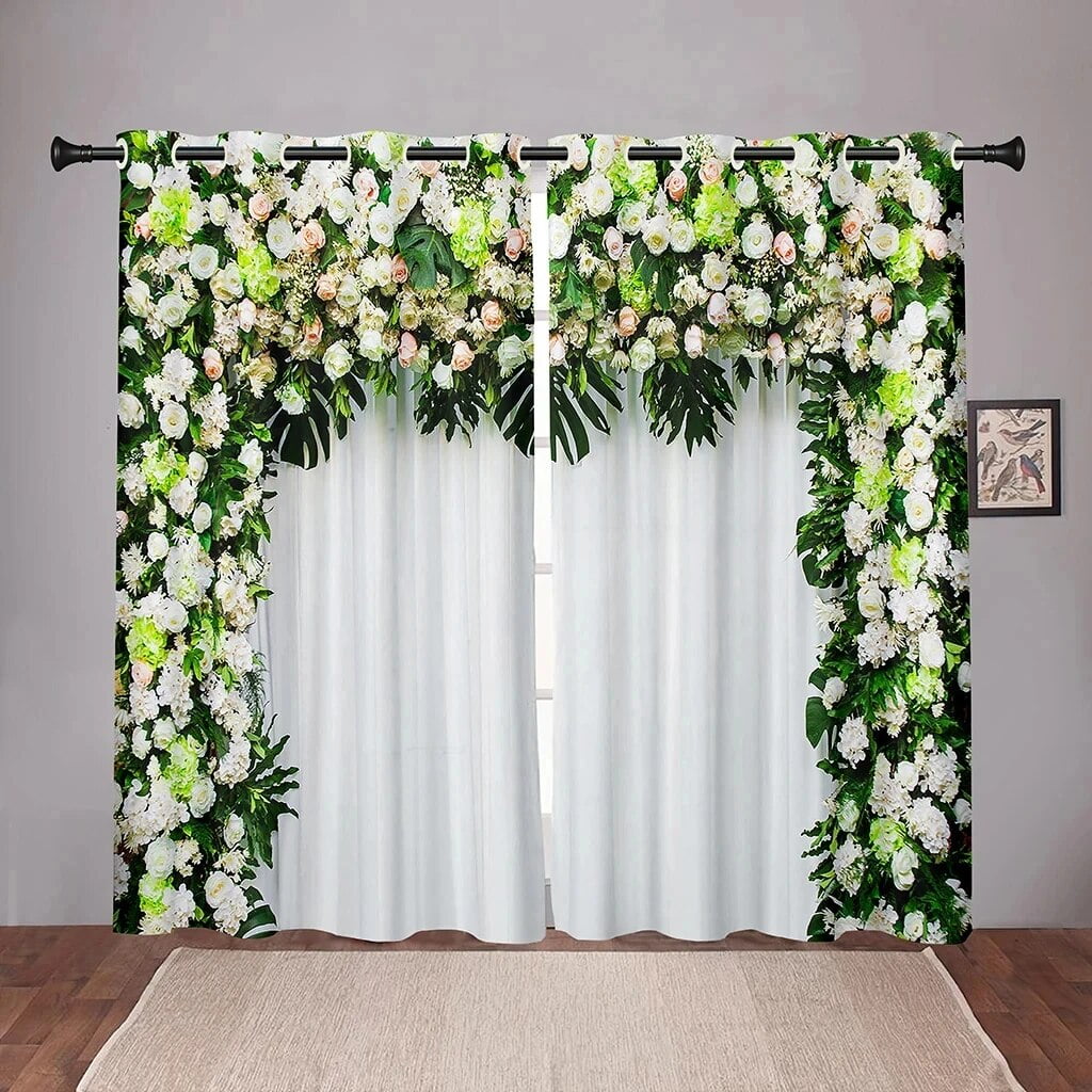 Colorful Flower Floral Abstract Curtains for Living Room Window Curtain ...