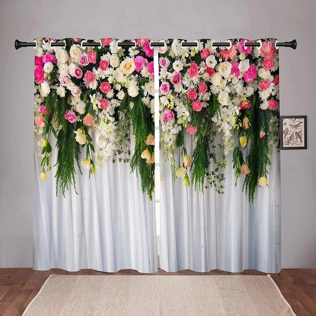 Colorful Flower Floral Abstract Curtains for Living Room Window Curtain ...
