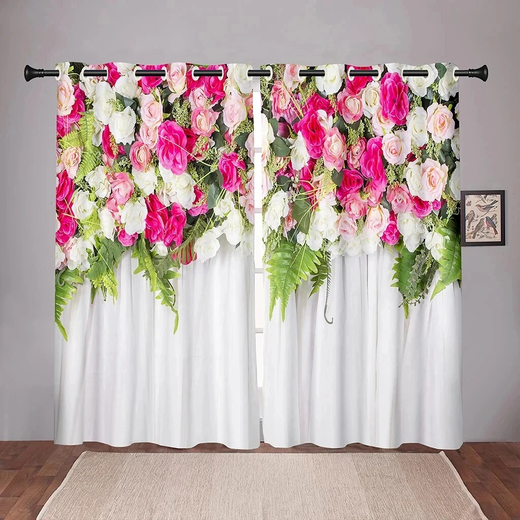 Colorful Flower Floral Abstract Curtains for Living Room Window Curtain ...