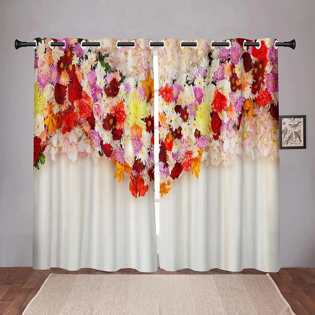 Colorful Flower Floral Abstract Curtains for Living Room Window Curtain ...
