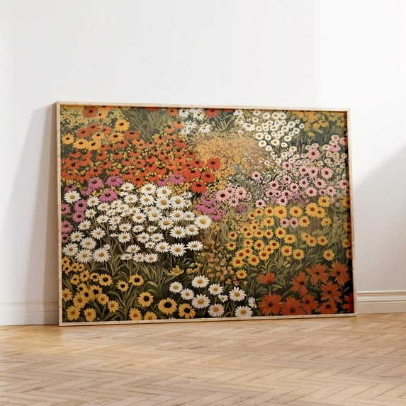 Colorful Flower Garden landscape Poster French Country Cottage Art ...