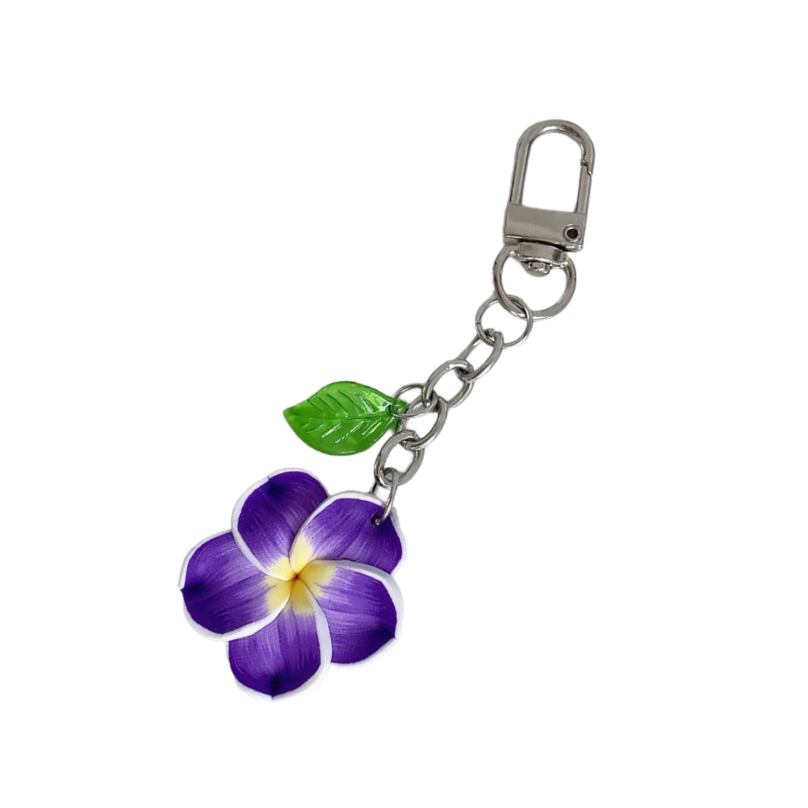 Colorful Flower Key Rings Heat Resistant Frangipani Pendant Keychain ...