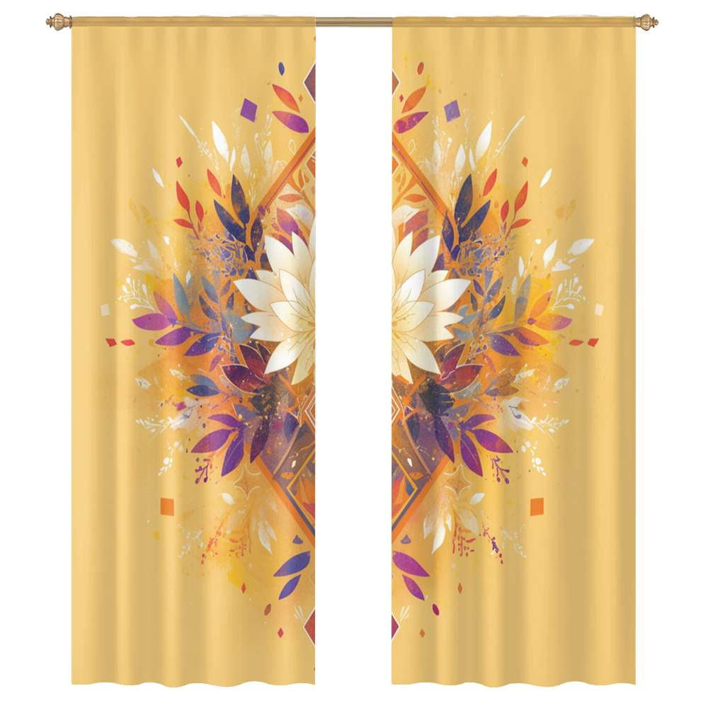 Colorful Flower Mandala Modern Tulle Window Curtains for Living Room ...